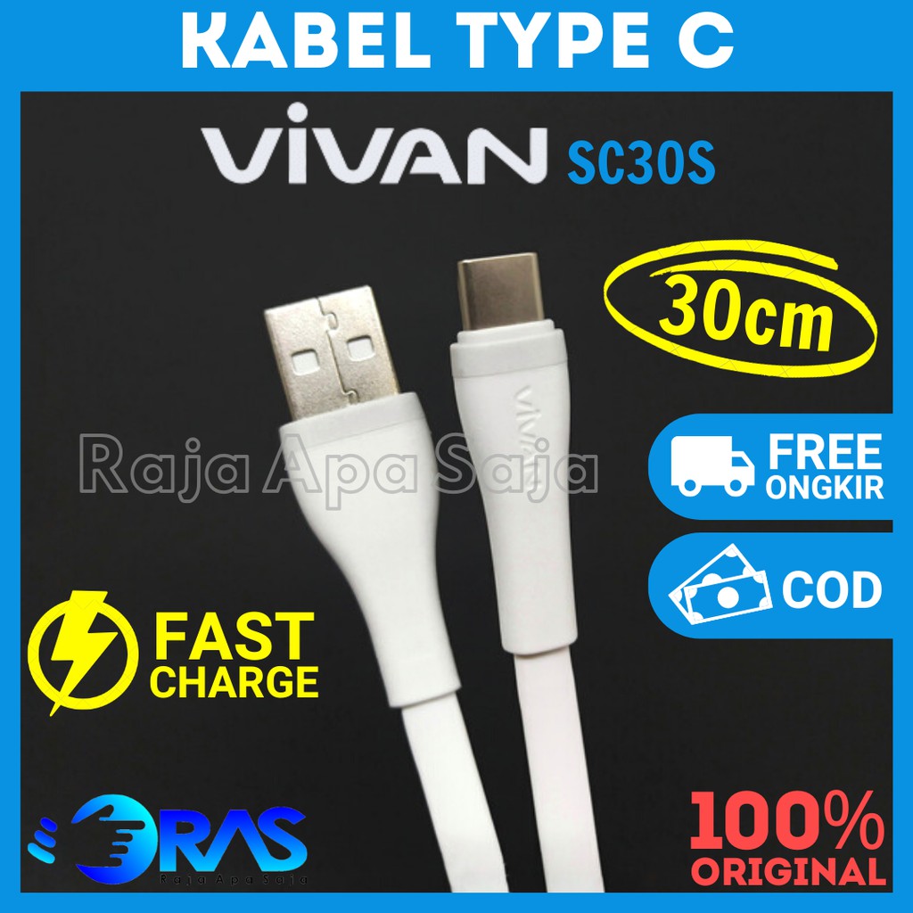 Jual Kabel Data Type C Vivan SC30 S 30cm - Kabel Tipe C Pendek Charger ...