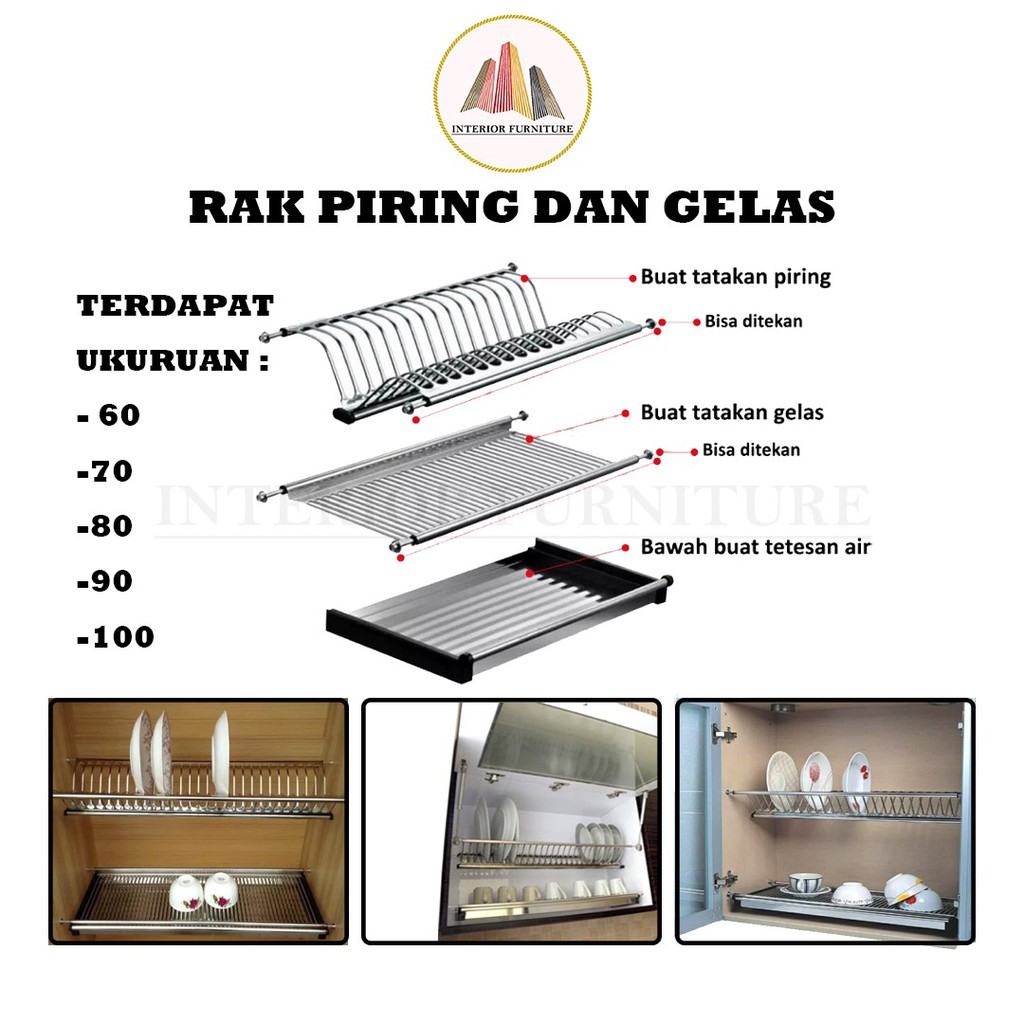Jual Rak Piring & Rak Gelas Piring Gantung Anti Karat Tatakan Lemari ...
