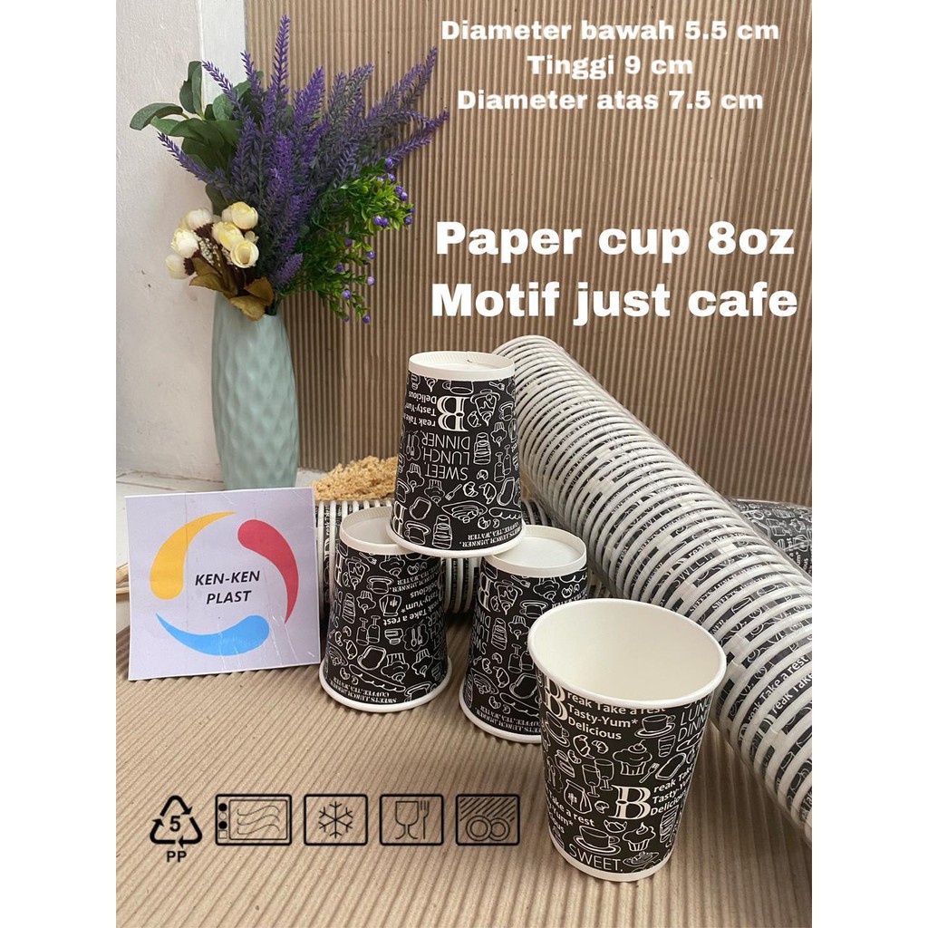 Jual GELAS KERTAS PAPER CUP 8 OZ ISI 50 PS GELAS KOPI MOTIF ECER DAN GROSIR | Shopee Indonesia
