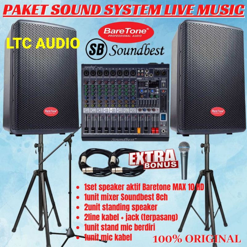 Jual Paket Sound System Outdoor Live Music Cafe BARETONE 10 Inch ...