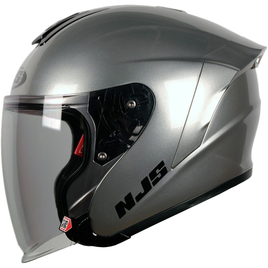 Jual NJS KAIROZ Silver Steel Solid | Helm Half Face Grey abu Glossy ...