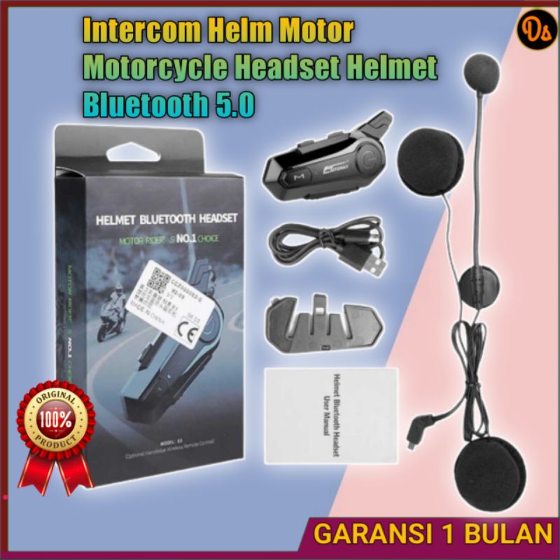 Jual ORIGINAL Intercom Helm Motor Headset Helmet Bluetooth 5.0 1 PCS ...