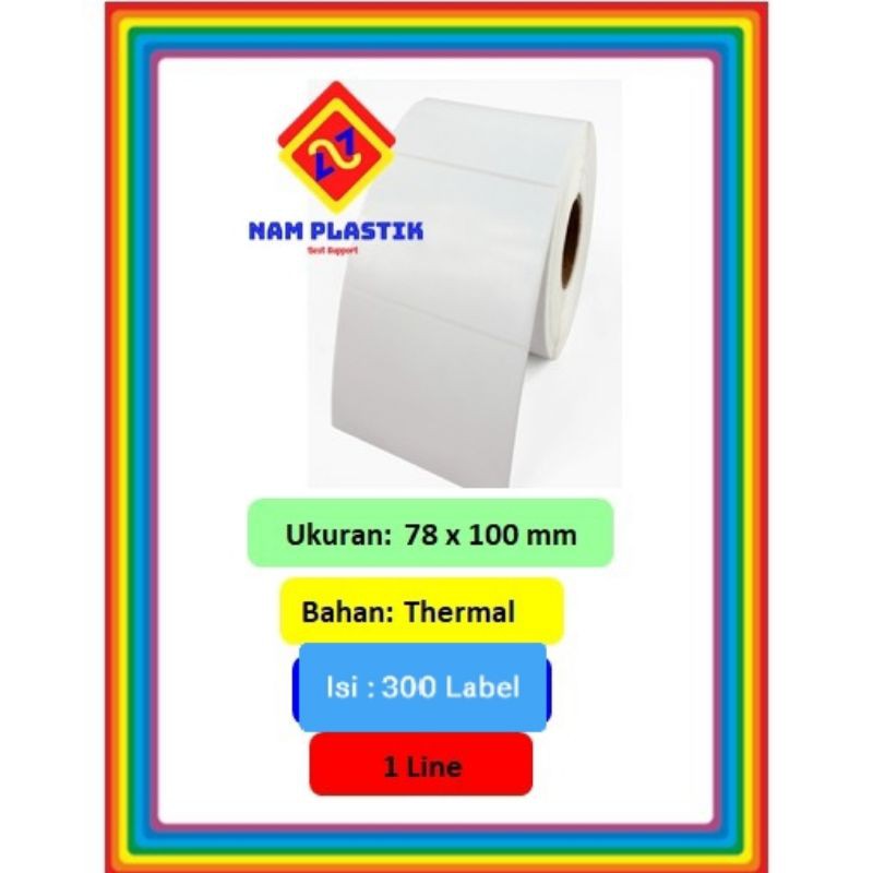 Jual Stiker Thermal Label 78 x 100 mm - 1 Line / 78x100 / 300 lembar ...
