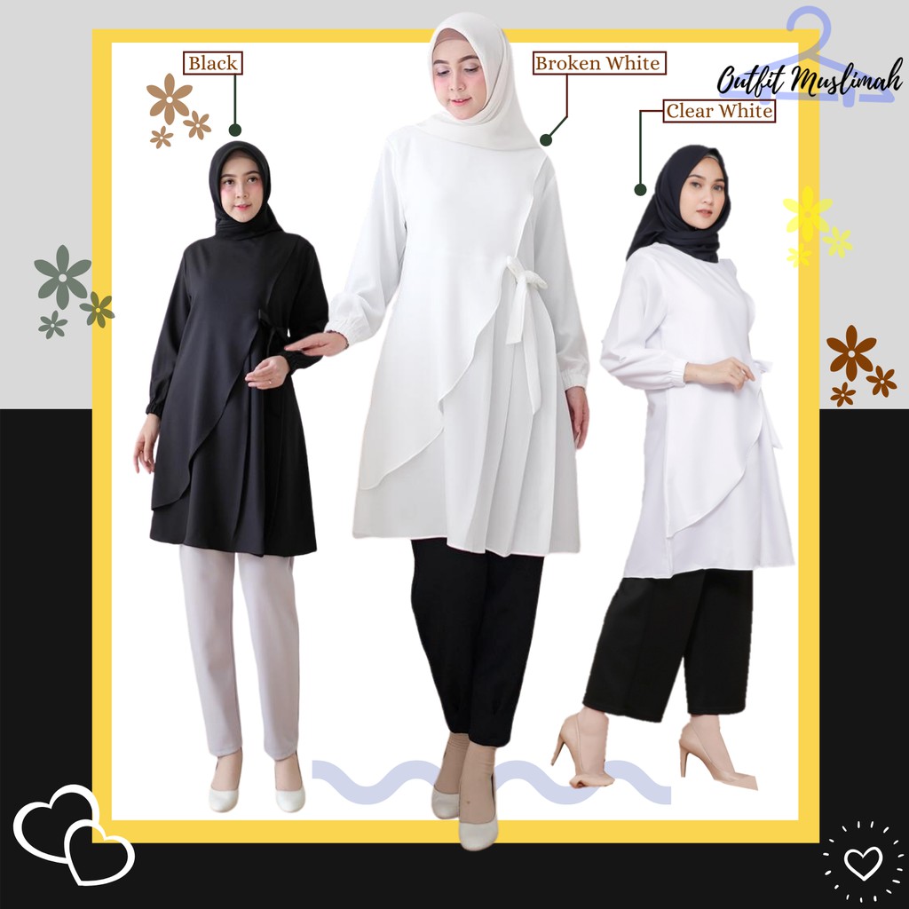 Jual Tunik tunic atasan wanita Putih Polos white bahan adem original ...