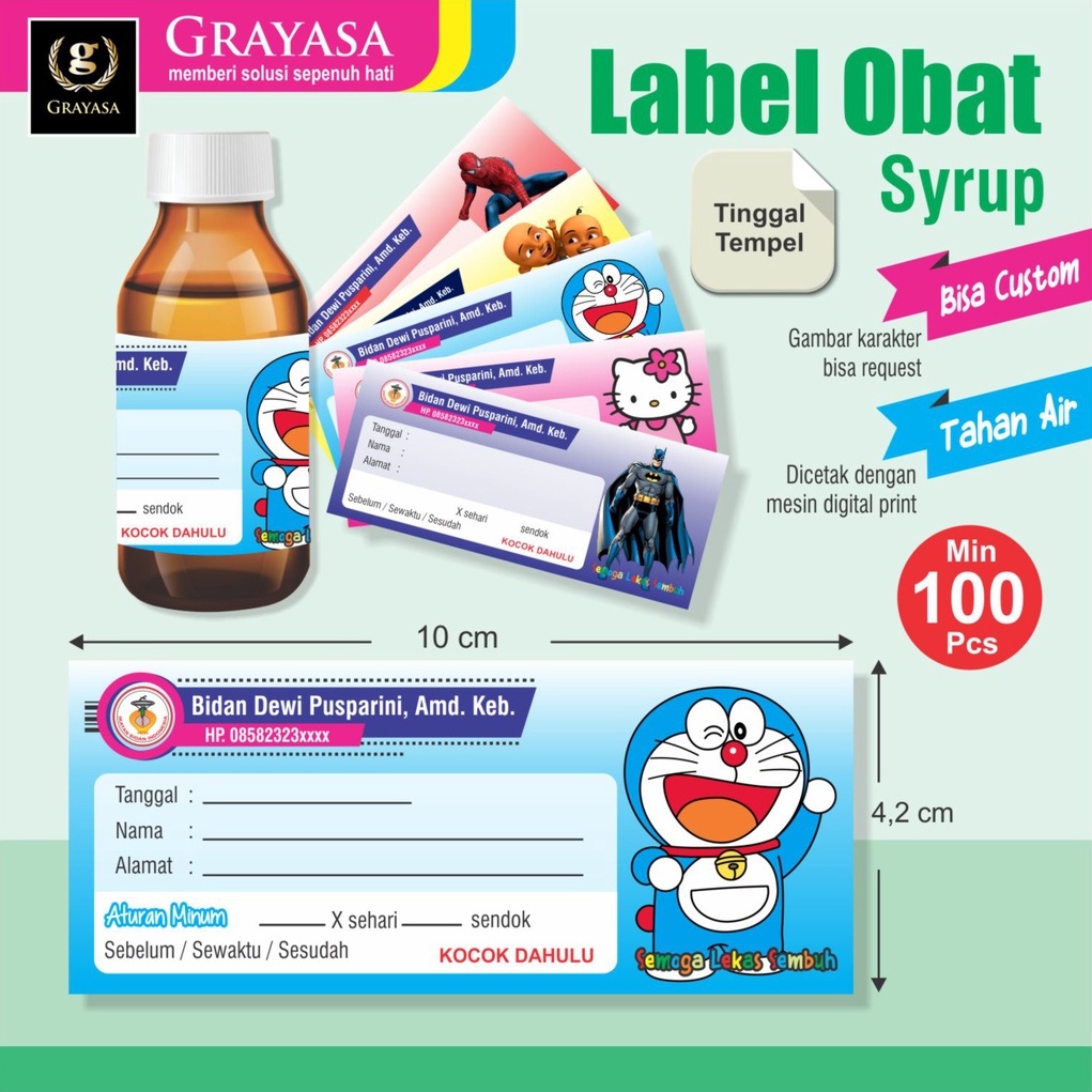 Jual Label obat syrup / label obat sirup / stiker obat / stiker obat ...