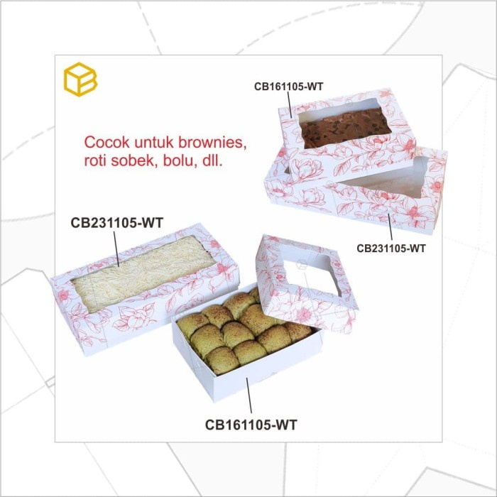 Jual Box Brownies, Packaging,Dus Kue, Kotak, Kardus Roti Cake - Cb161105-Wt 019 | Shopee Indonesia