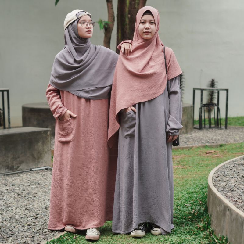 Jual Gamis Kisha by Hijab Alila Gamis Kalong Bahan Crinkle Terbaru ...
