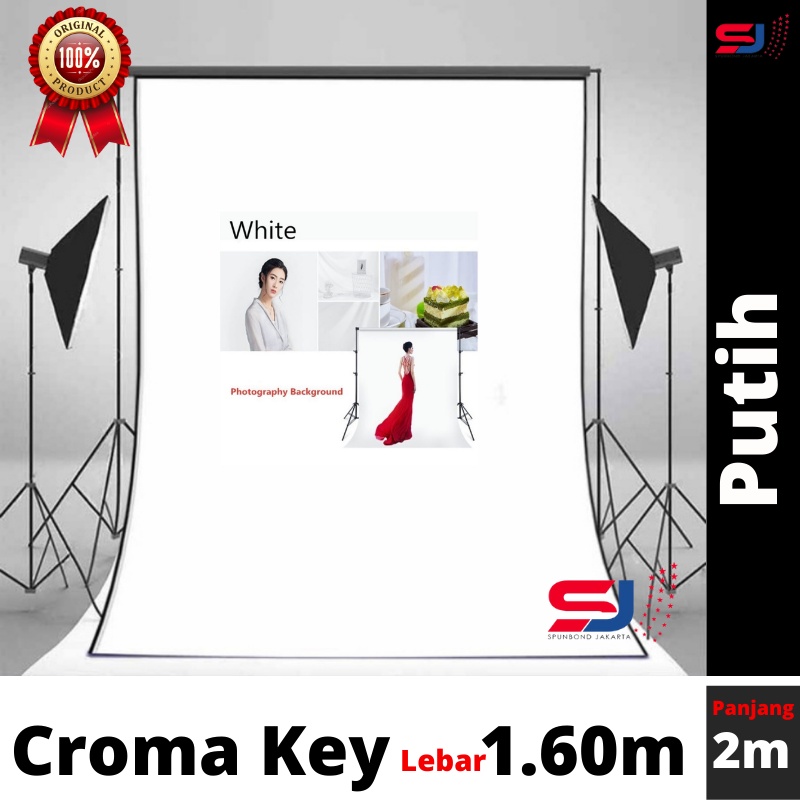 Jual Croma Key Putih 80 gsm kain spunbond background backdrop Zoom ...