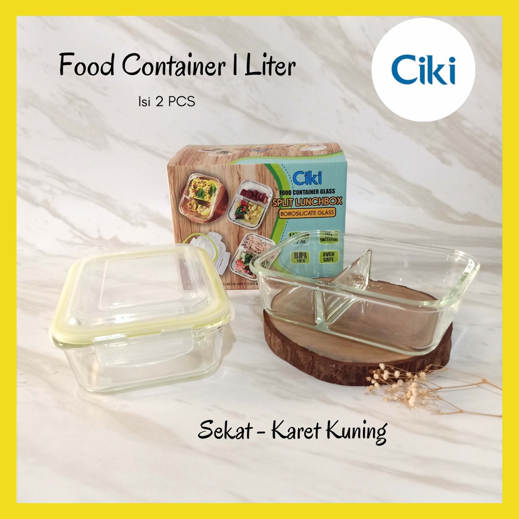 Jual FOOD CONTAINER 1 Liter isi 2 pcs KOTAK MAKAN KACA | Shopee Indonesia