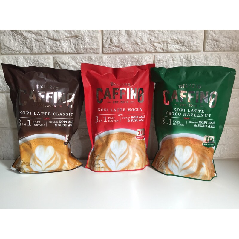 Jual DELIZIO CAFFINO KOPI LATTE MOCCA - CLASSIC - HAZELNUT (isi 10 ...