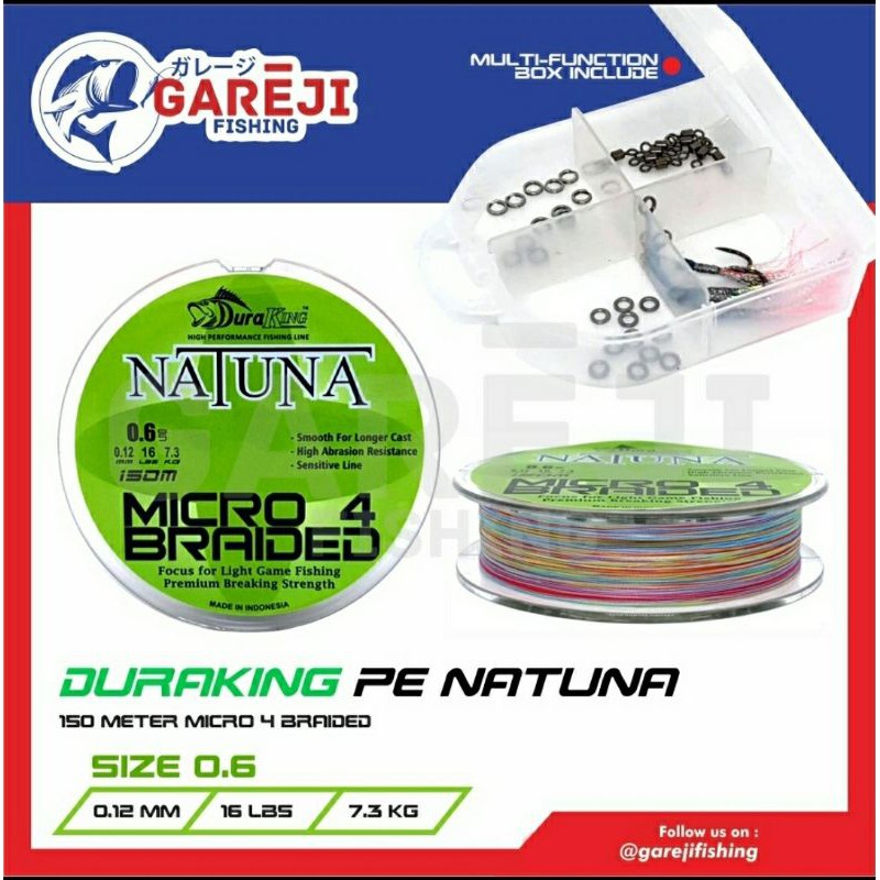 Jual Senar Pancing Benang PE DURAKING NATUNA Micro 4 Braided Multicolor ...