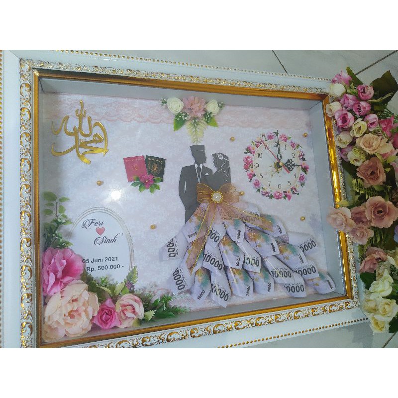 Jual MAHAR PERNIKAHAN MODEL SILUET GAUN UANG PINK | Shopee Indonesia