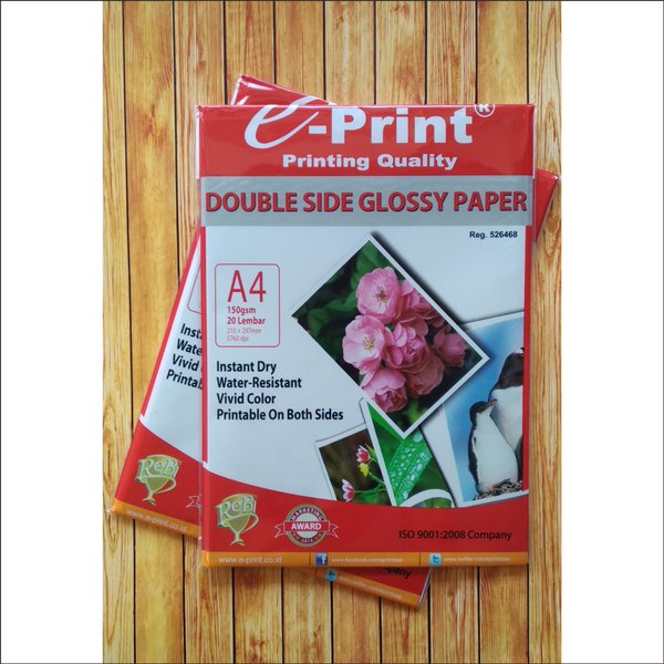 Jual E-PRINT DOUBLE SIDE GLOSSY A4 150GSM 20 SHEET / KERTAS FOTO ...