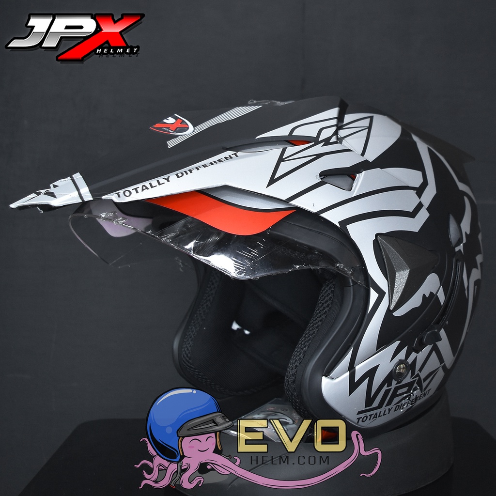 Jual HELM JPX SUPERMOTO WILD RIDER - BLACK DOFF/SILVER ORIGINAL HELM ...