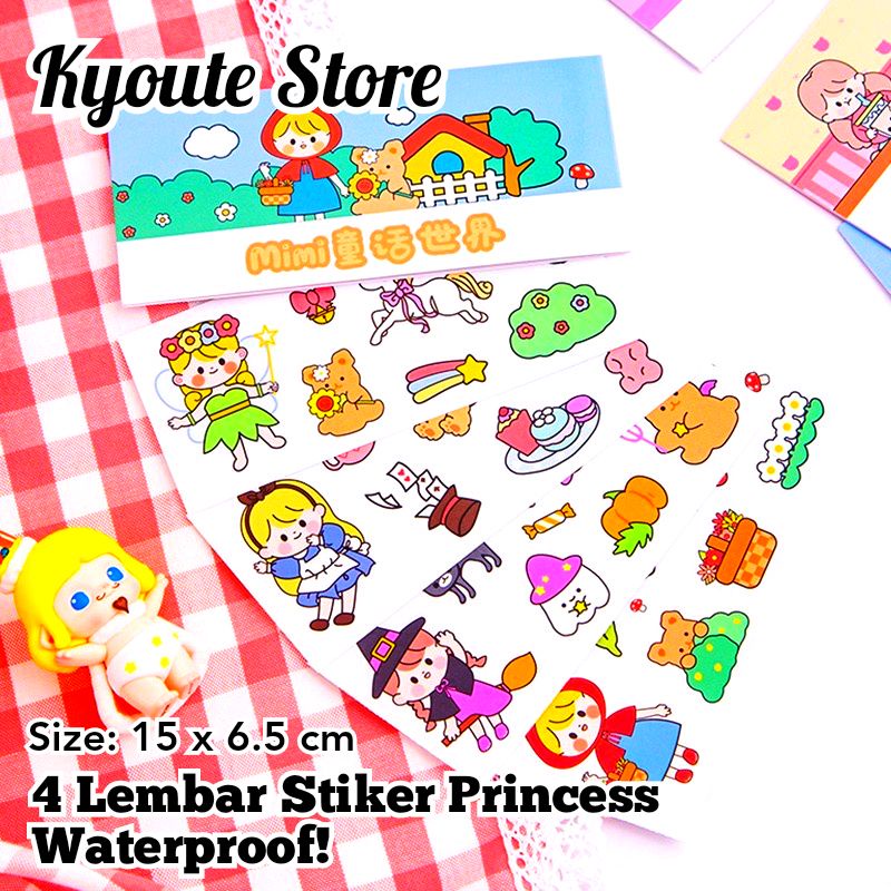 Jual Paket 4 Lembar Sticker Waterproof PVC Cute Little Princess Girl ...
