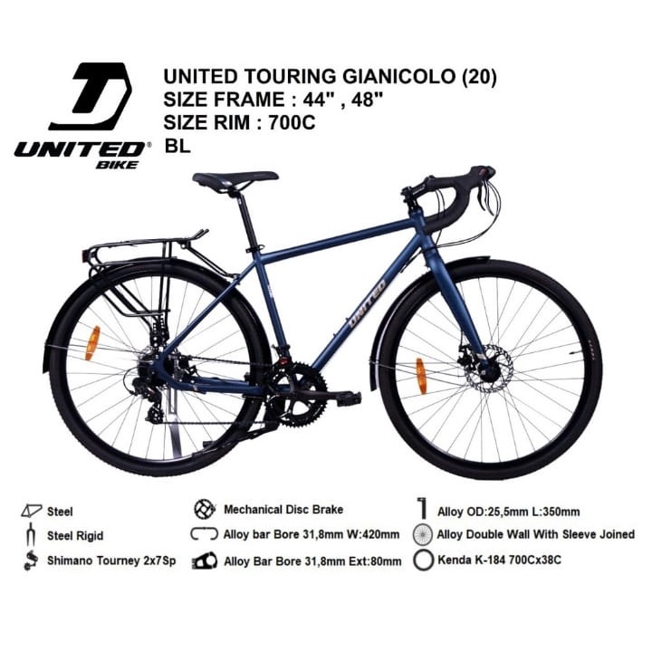 Jual SEPEDA TOURING 700 UNITED GIANICOLO 2 x 7 SPEED MECHANICAL DISC ...