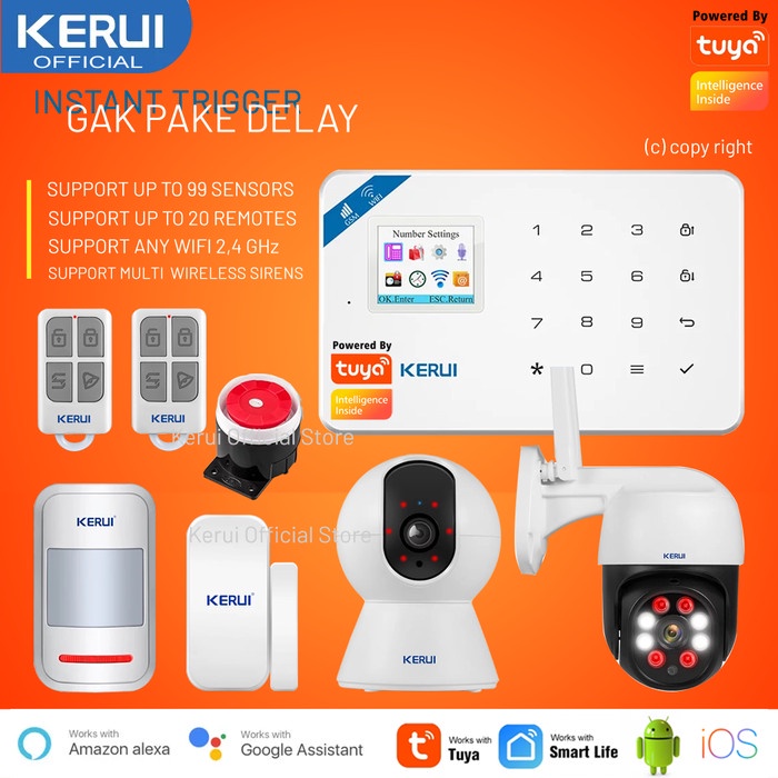 Jual Paket Alarm Kerui W181 dengan Outdoor Indoor IP Camera Tuya ...