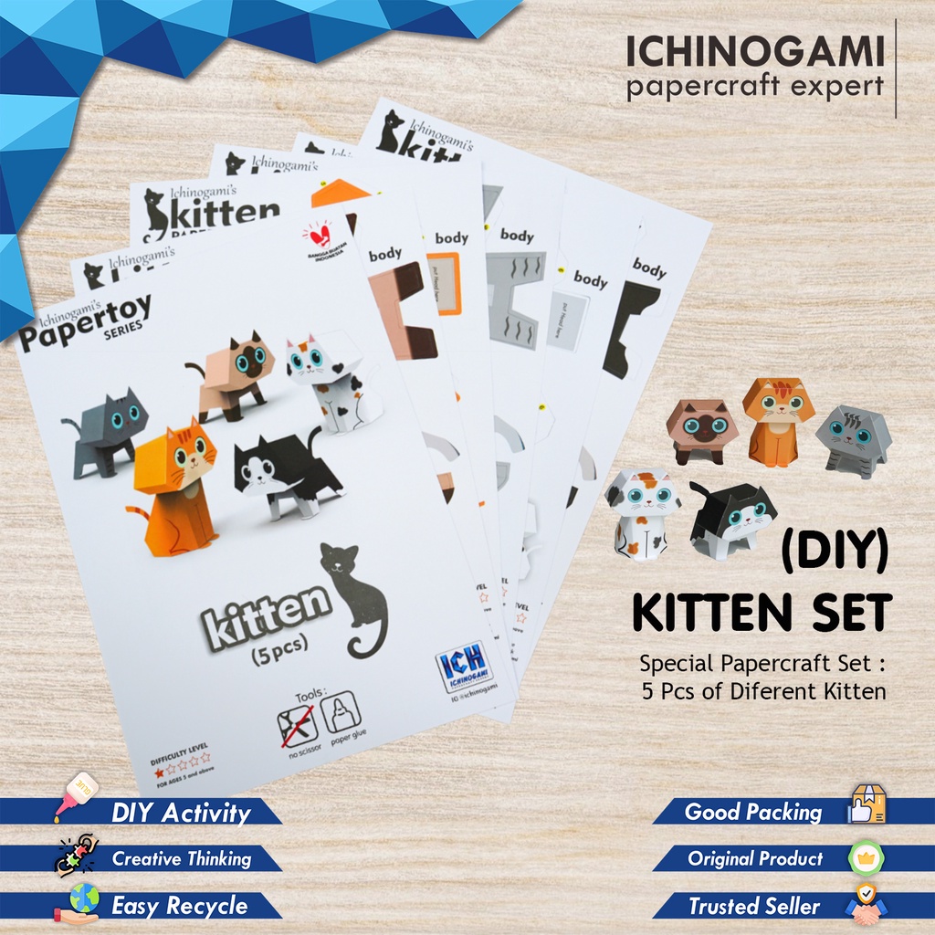 Jual Ichinogami Kitten Papercraft Set of 5 pcs/pack | Shopee Indonesia