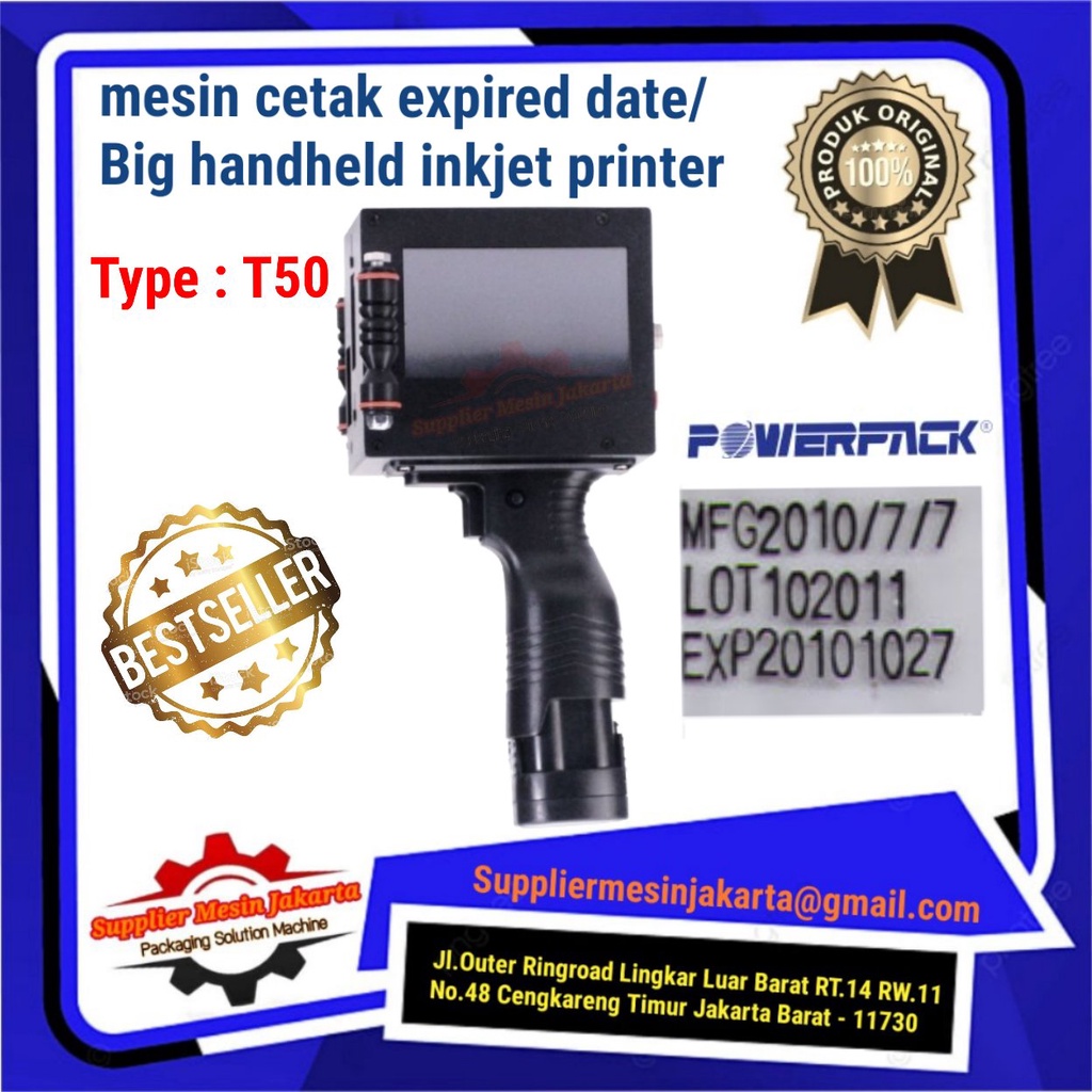 Jual Mesin Cetak Kadaluarsa /Big Handheld Inkjet Printer T50 POWERPACK ...