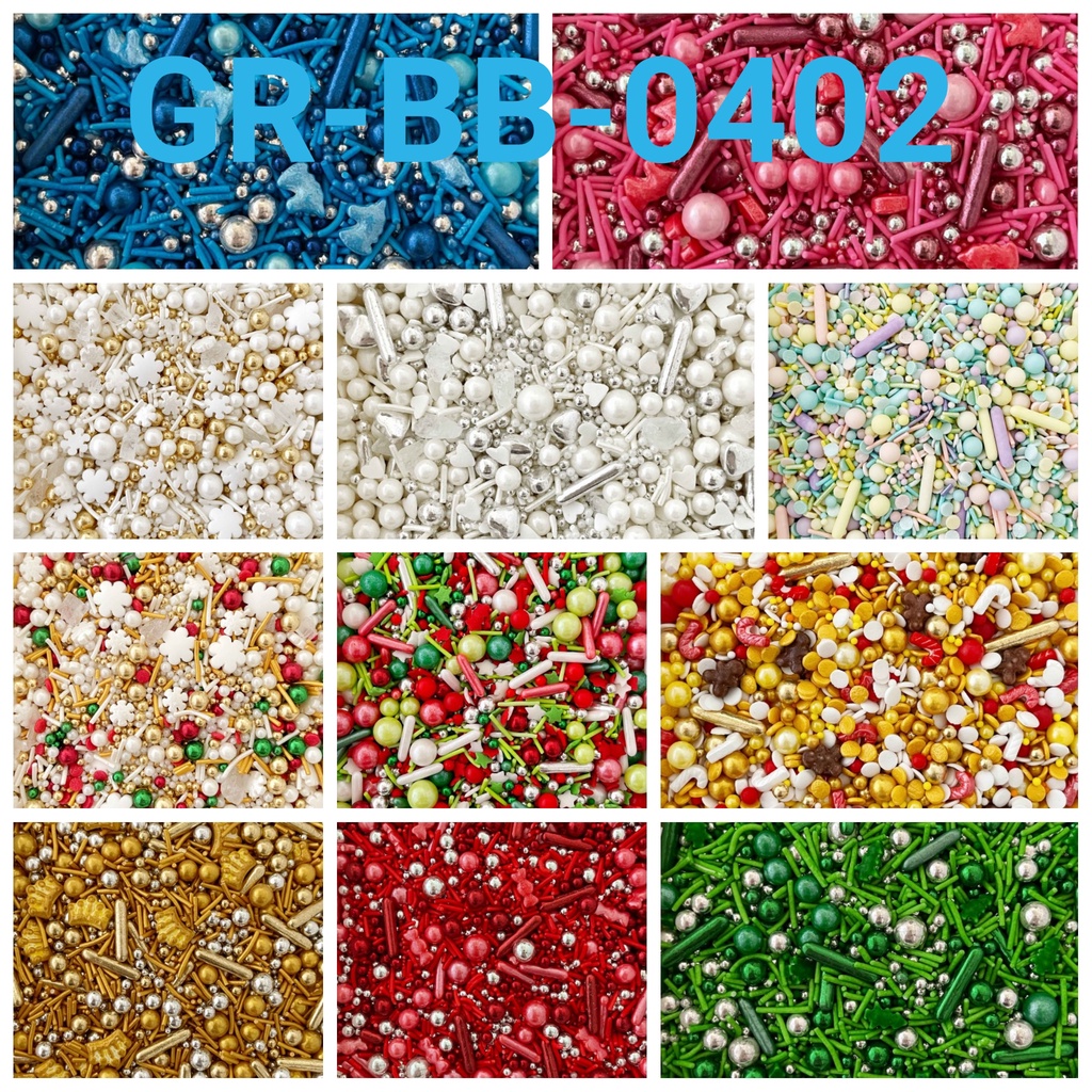 Jual GR-BB-0402 Trimit springkel sprinkles 100gr mutiara biru emas ...