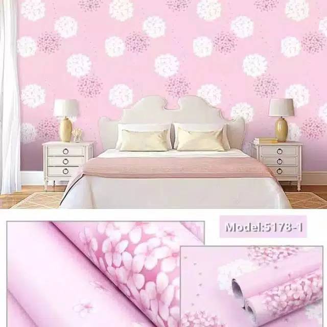 Jual Wallpaper dinding dandelion pink / wallpaper dinding bunga bulat ...
