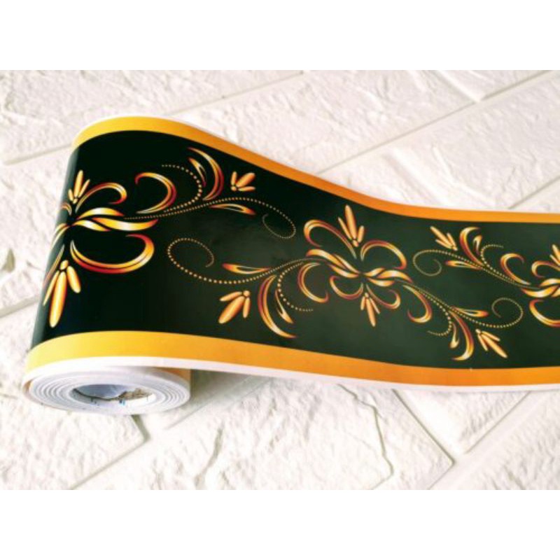 Jual Wallpaper Border List Hitam Batik Warna Kuning/Gold | Shopee Indonesia