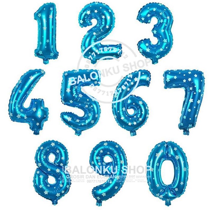 Jual Balon Foil Angka Jumbo Biru 80 Cm / Balon Angka Jumbo 80cm ...
