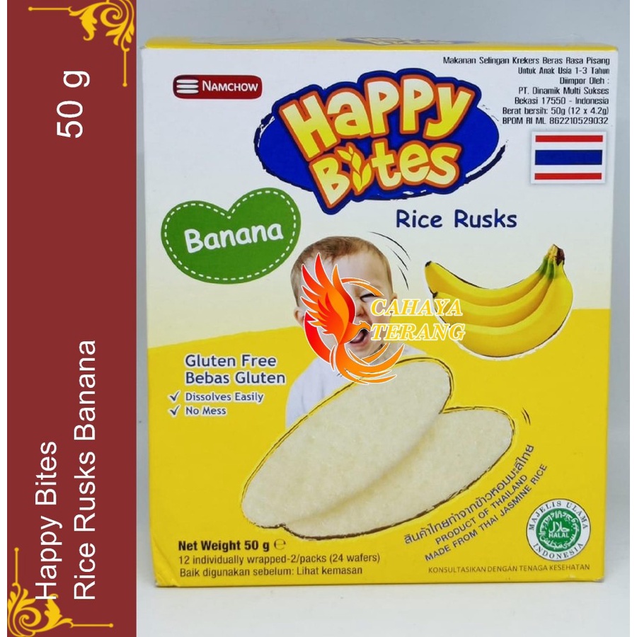 Jual Happy BItes Rice Rusks Banana 50 g Snack Bayi Rasa Pisang | Shopee ...