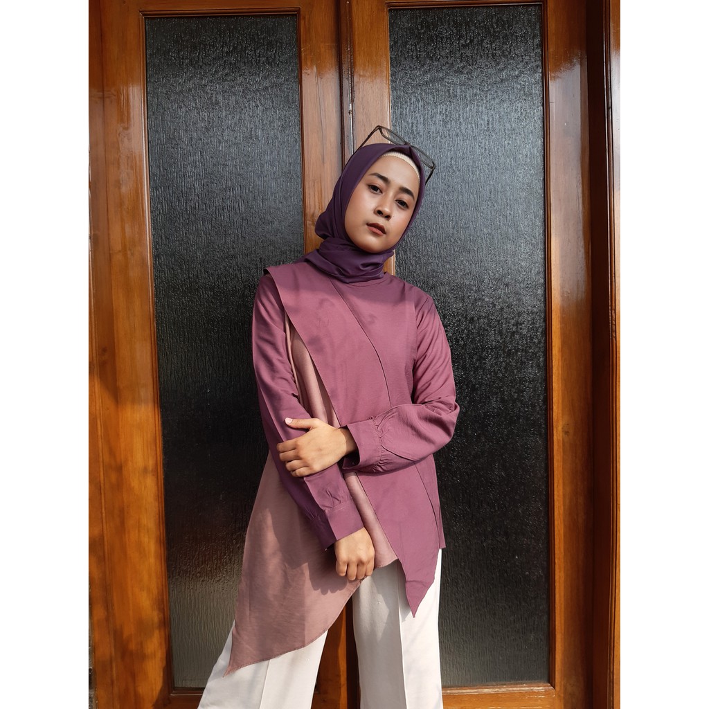Jual Blouse Polos Asimetris Warna Nude | Shopee Indonesia