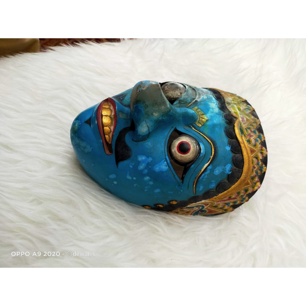 Jual Topeng Wayang Wong Yogyakarta kuno warna biru Prada mas | Shopee ...
