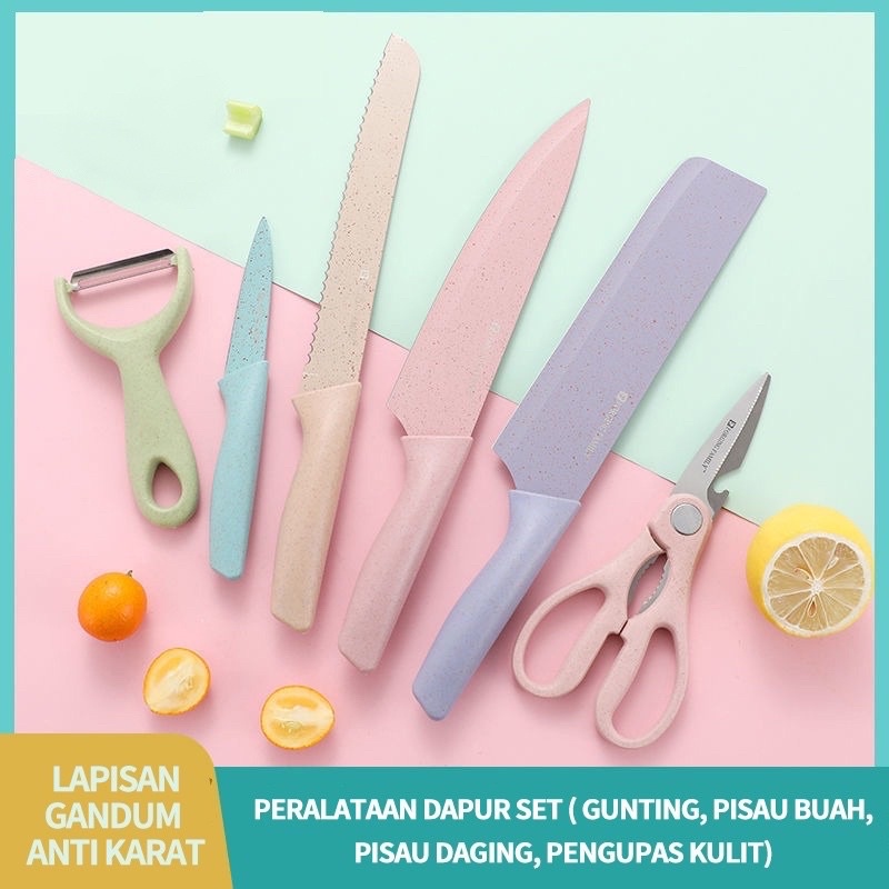 Jual J730 set pisau gandum set pisau 6in1 set pisau viral set pisau ...