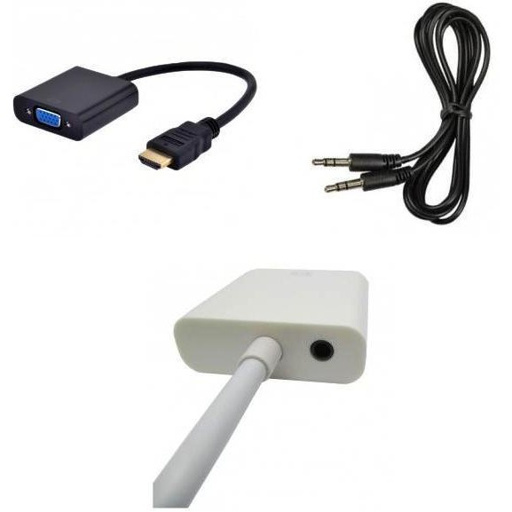 Jual HDMI to VGA Adapter Cable with Audio port 1080p LCD Monitor ...