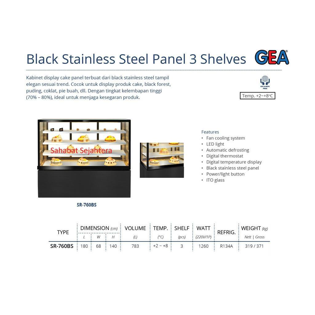 Jual GEA Showcase Black Stainless Steel Panel 3 Shelves SR-760BS ...