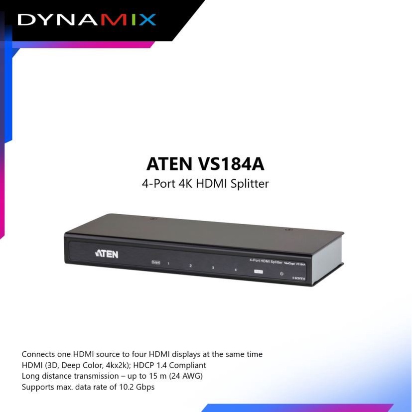 Jual ATEN VS184A 4-Port 4K HDMI Splitter GARANSI RESMI | 4 port 4K HDMI ...