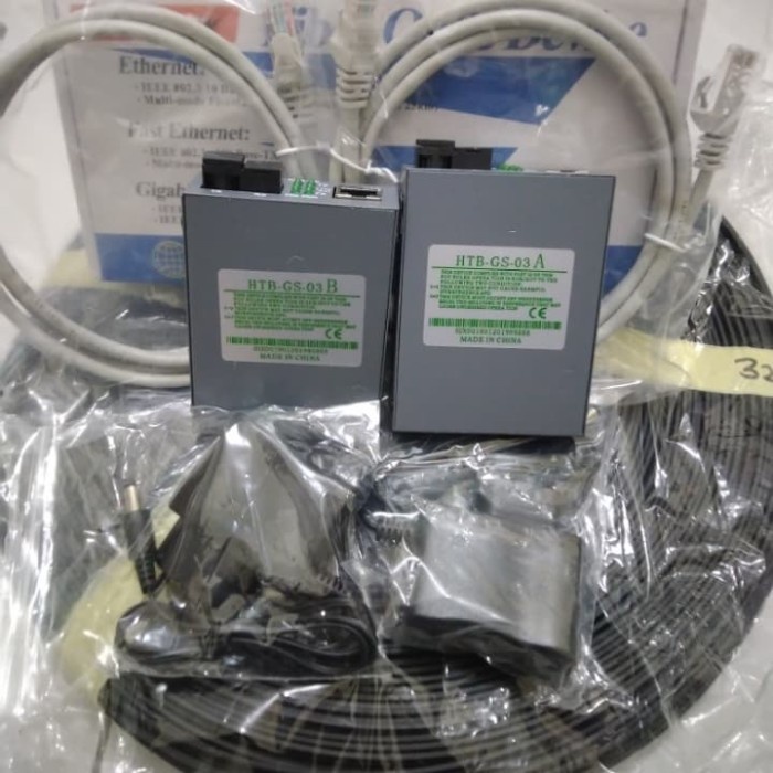 Jual Media Converter HTB GS03 Sepasang + dropcore 250M Siap Pakai ...