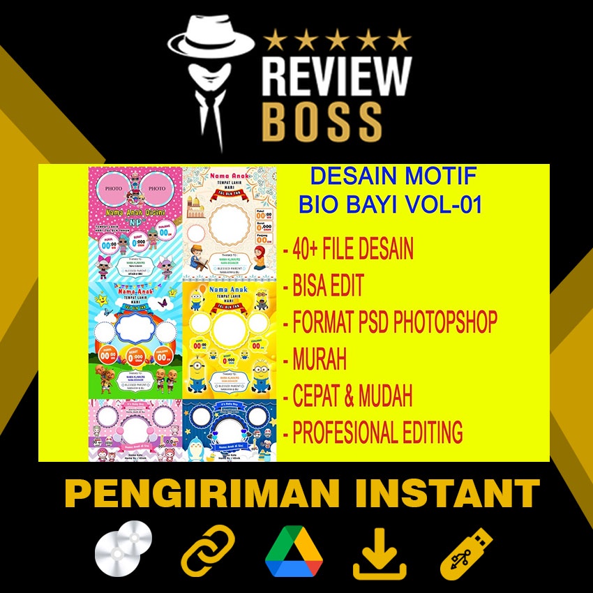 Jual BUNDLE TEMPLATE DESAIN MOTIF BIODATA BAYI BIO BABY KELAHIRAN ...