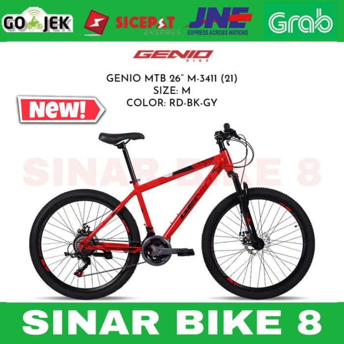 Jual Sepeda Gunung 26 Inch MTB GENIO 3411 New 2021 - RD-BK-GY | Shopee Indonesia