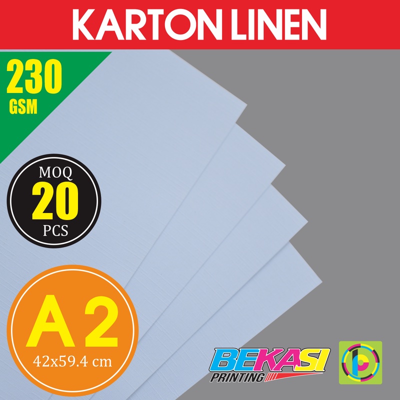 Jual Kertas Karton Carton LINEN PUTIH 230 GSM Ukuran A2 42x59.4 cm isi 20 Lbr | Shopee Indonesia