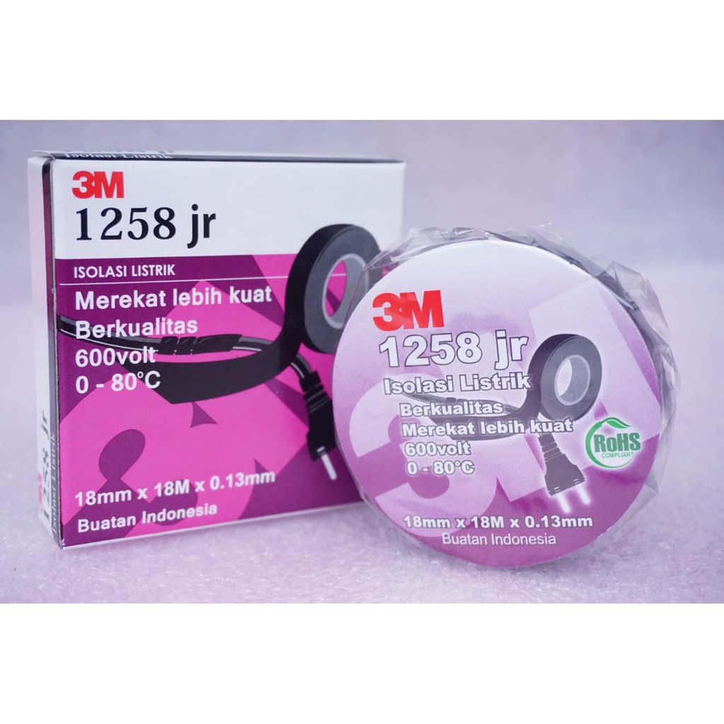 Jual Isolasi Hitam Listrik 3M tipe 1258jr tahan panas asli / Isolasi ...