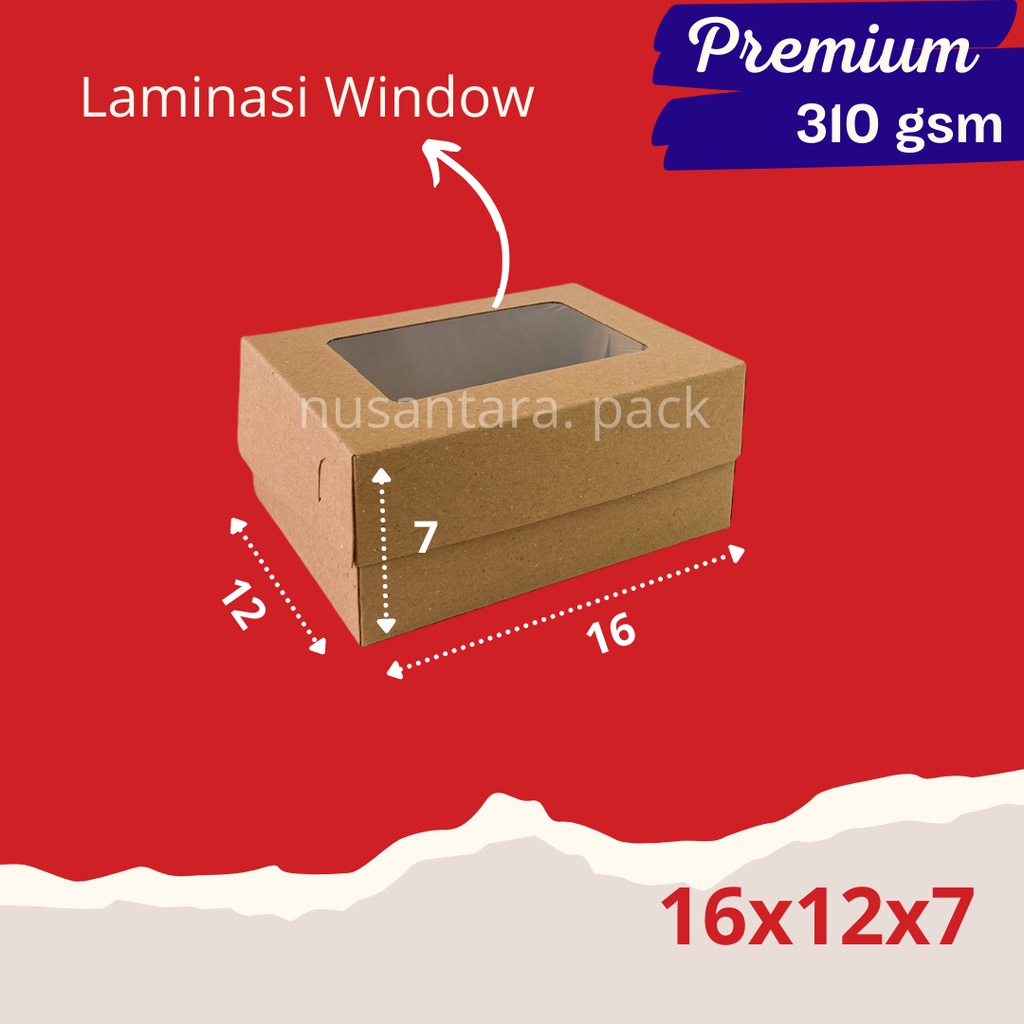 Jual Kotak Packing Snack Kue Roti Kraft Coklat Jajan Jendela 16x12x7 ...