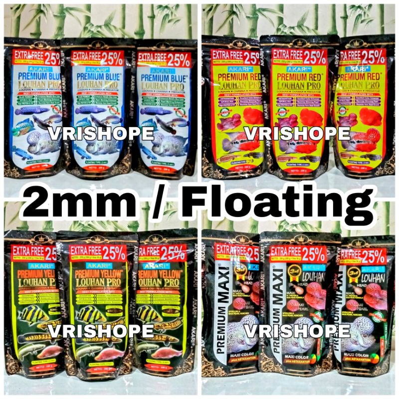 Jual Akari Premium Blue Yellow Red Maxi Louhan Pro 250 gram, Pelet Ikan ...