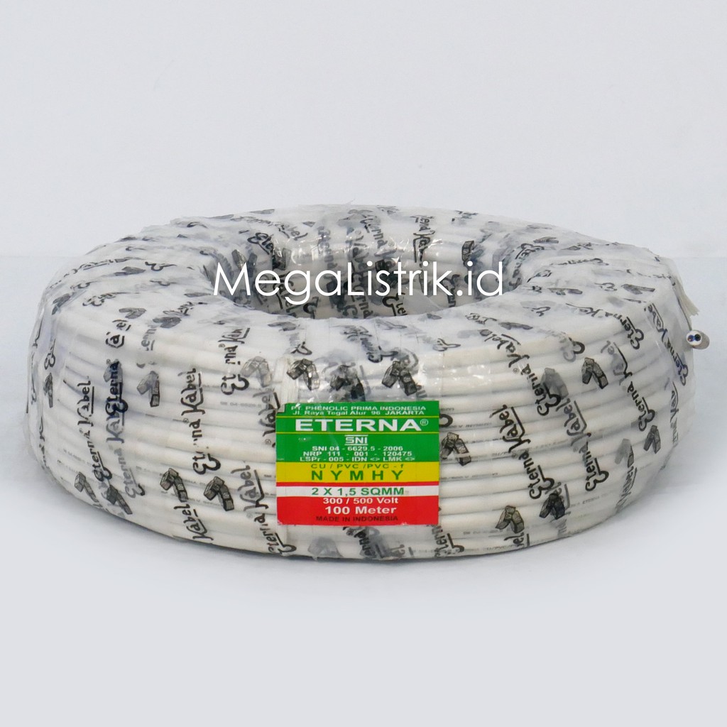 Jual ETERNA NYMHY 2X1.5 MM ( 100 METER ) / KABEL LISTRIK PUTIH SERABUT TEMBAGA NYM HY 2 X 1.5 MM ...