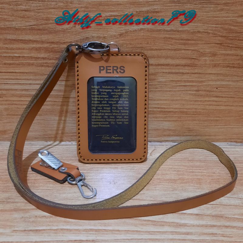 Jual Tempat Id Card Kulit Asli PERS Gantungan ID Card Kulit Asli PERS ...
