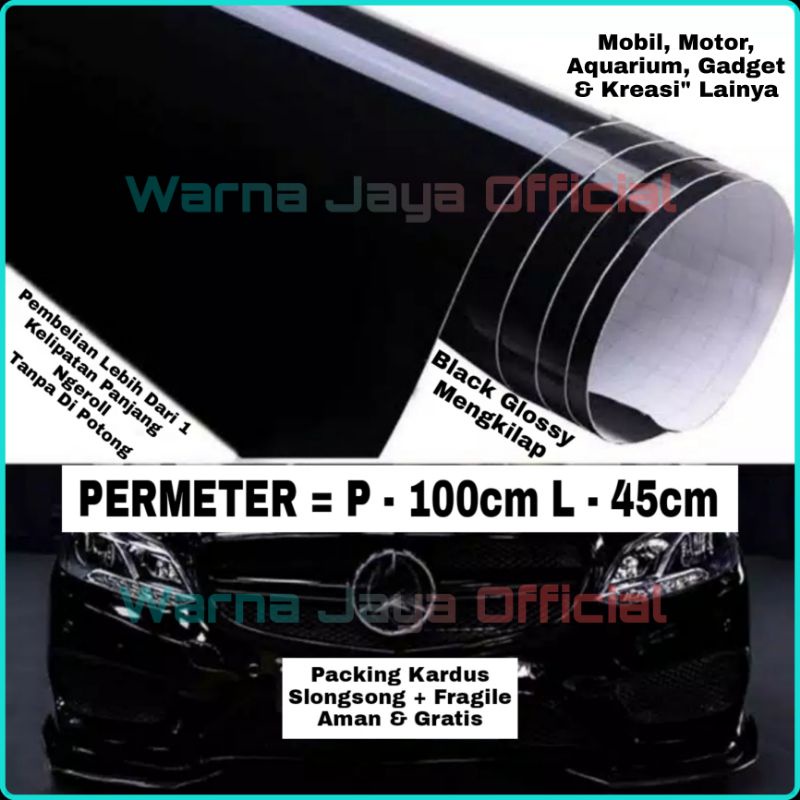 Jual PERMETER/100cm Sticker Stiker Skotlet Scotlet Scotlite Black Glossy Mengkilap Sticker ...