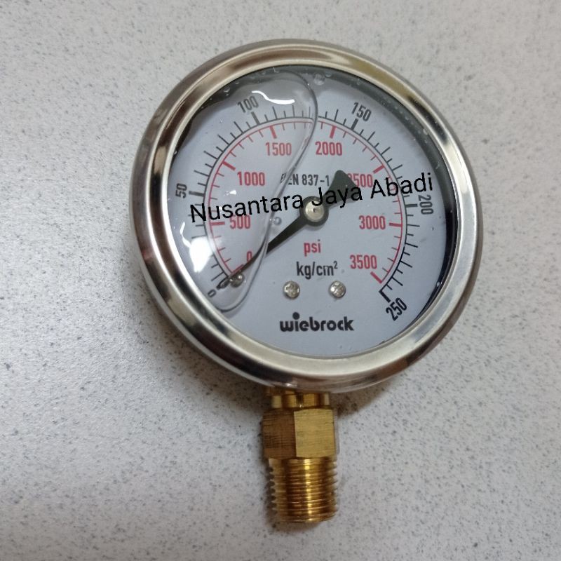 Jual Pressure Gauge Manometer Raket Bottom Stainless 4 " inchi 250 Bar 3500 Psi | Shopee Indonesia