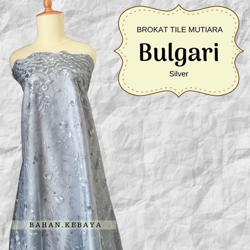 Jual Kain Brokat Bahan Kebaya Tile Bulgari Warna Abu Silver | Shopee ...