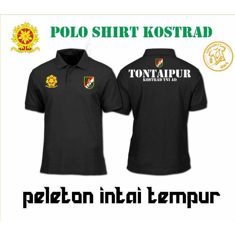 Jual Kaos Polo TONTAIPUR Kostrad Peleton Intai Tempur Black Navy Army ...
