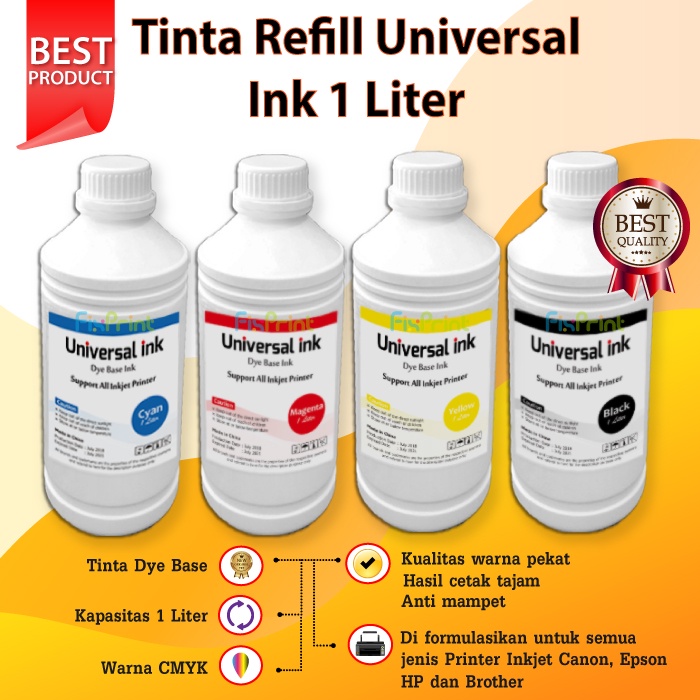 Jual Tinta Refill 1 Liter Universal Printer Inkjet Epson Canon Hp ...