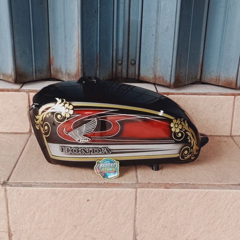 Jual tangki cb press galvanis model cb100 hitam motif batik | Shopee ...