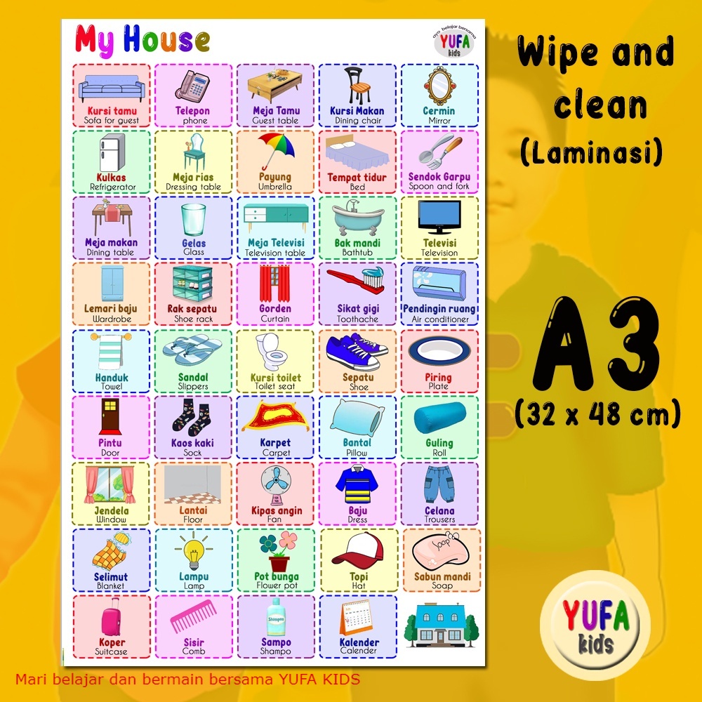 Jual 009 Poster mengenal benda rumah - Poster Edukasi Anak - Poster ...